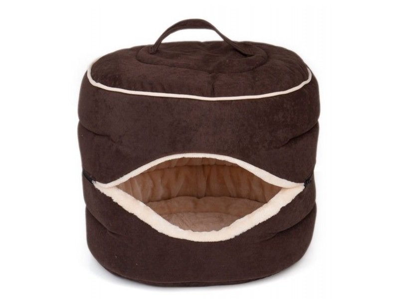 Kačių guoliai COMFY Domeček pro psy Megan hnědo-růžový S - kainos ir ...