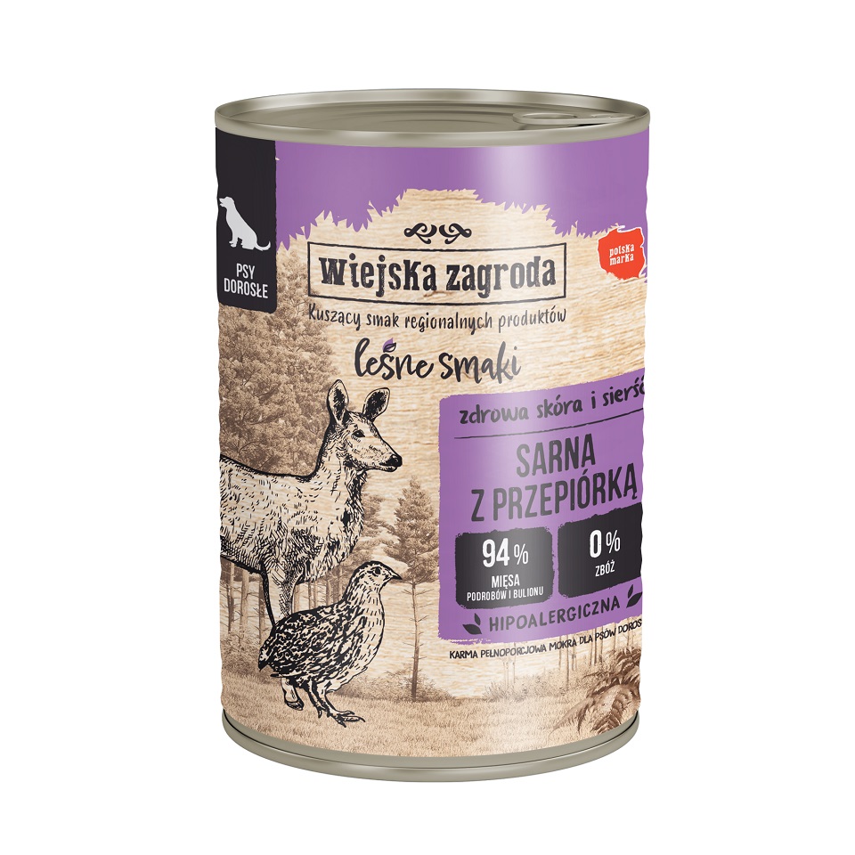 WIEJSKA ZAGRODA Leśne smaki Elnias su putpele 400 g suaugusiems šunims ...