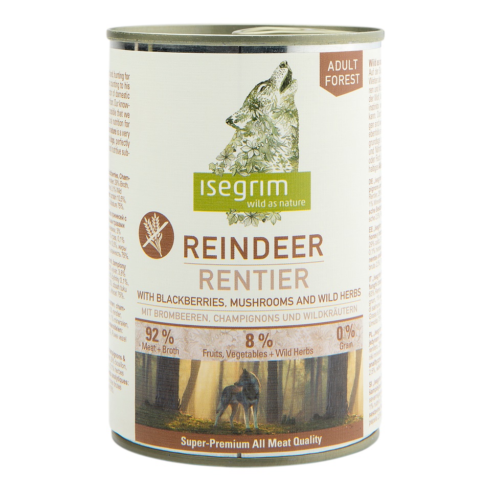 ISEGRIM Adult Forest Renifer su gervuogėmis ir grybais 400 g ...