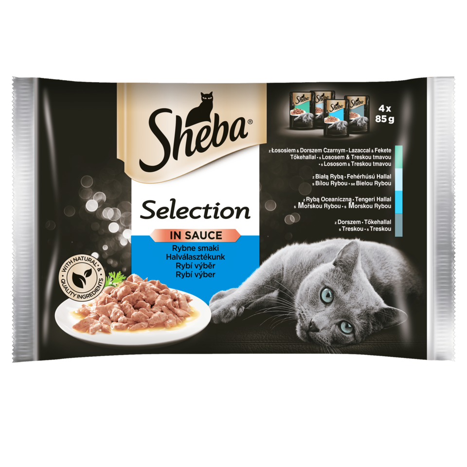SHEBA Selection in Sauce Žuvies skonių kolekcija 56 x 85 g (28 +28 ...